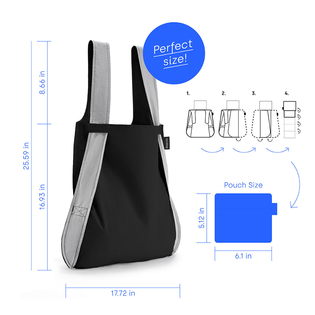 Notabag – Grey/Black – Convertible eco bag and backpack – Notabag USA